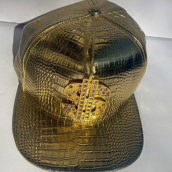 Accessories | Mens Gold Bling Cap With Dollar Sign | Poshmark